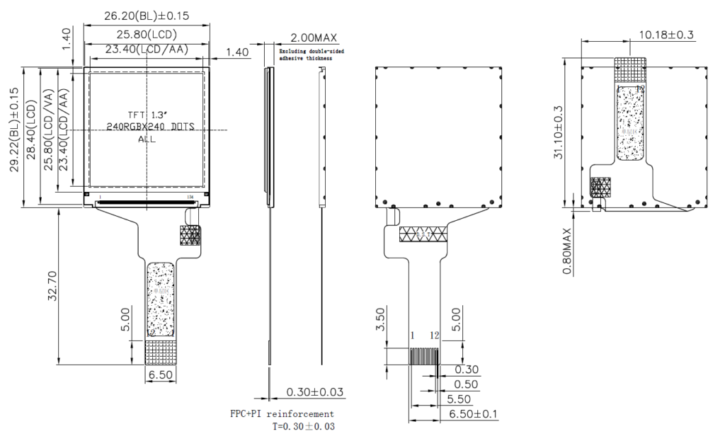 1.3 inch tft lcd display screen