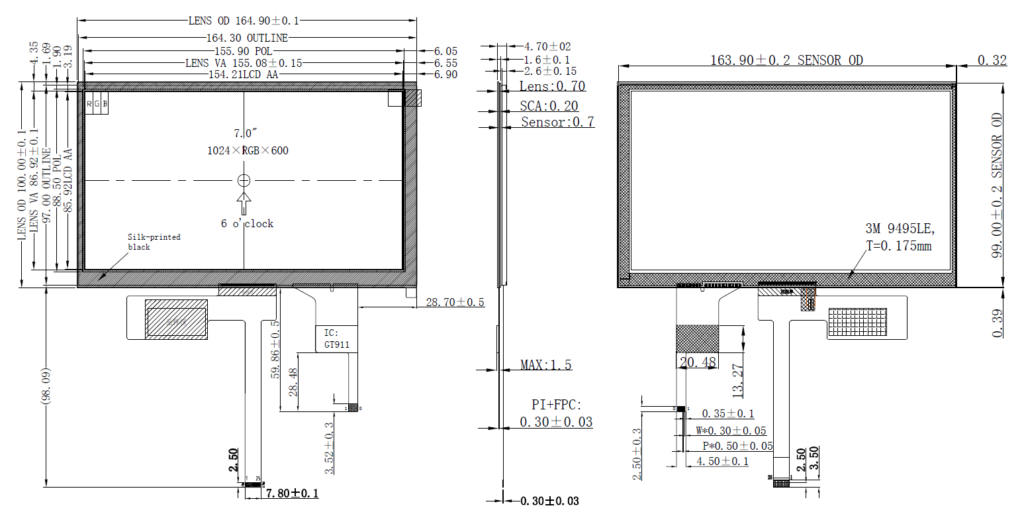 7 inch tft lcd display screen